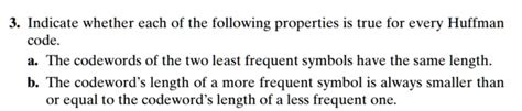 3 Indicate Whether Each Of The Following Properties Is True For Every
