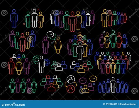 Set of Linear Community Icons Stock Vector - Illustration of crowd, leadership: 312826385
