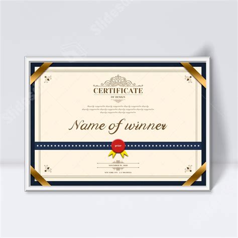 Elegant Certificate With Blue Retro Background And Yellow Plaid Shading