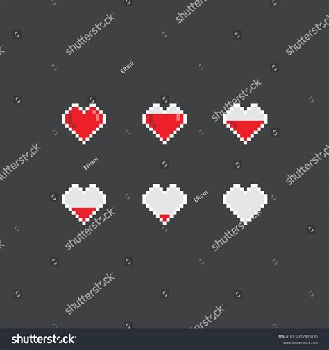 Pixel Art Health Bar Indikator Set Stock Vector Royalty Free