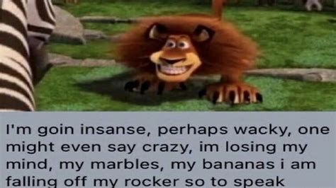 im goin insane perhaps wacky one might even say crazy im losing my mind my marbles my