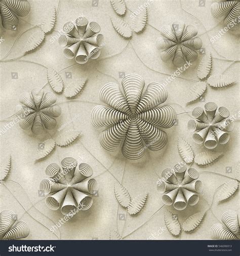 3d Flowers Paper Texture Seamless Stock Illustration 546096913