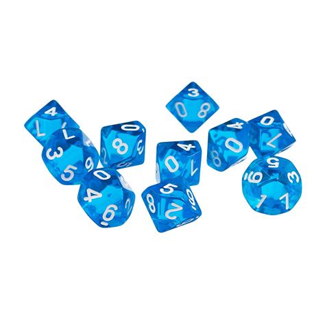 Set Of 10 Pcs Game Dice Plastic D10 Ten Sided Gem Vicedeal