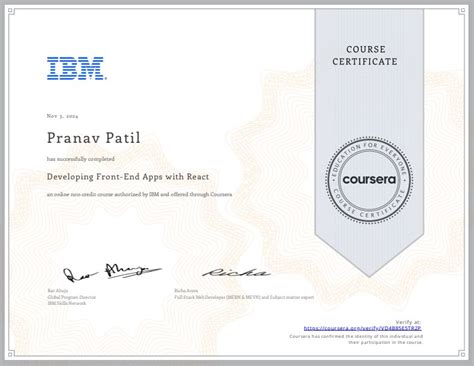 React Redux Frontenddevelopment Webdevelopment Coursera Ibm Learningjourney Pranav Patil