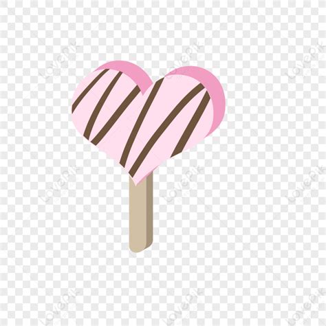 Hand Drawn Cartoon Simple Love Popsicle Black Pink Strawberry Vector