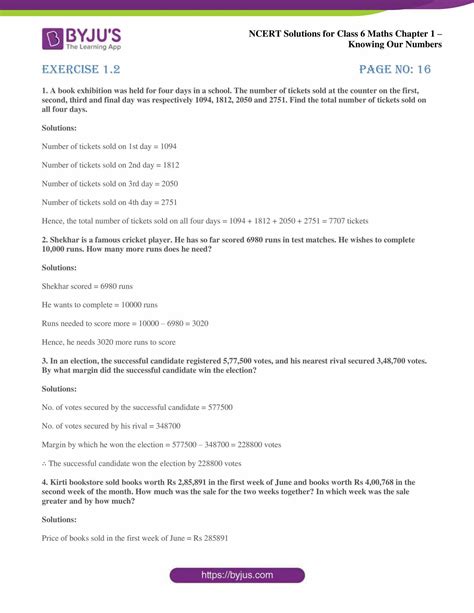 Ncert Solutions For Class 6 Maths Exercise 1 2 Chapter 1 Knowing Our