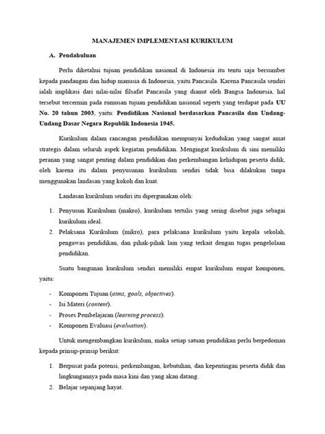 Manajemen Implementasi Kurikulum Pdf