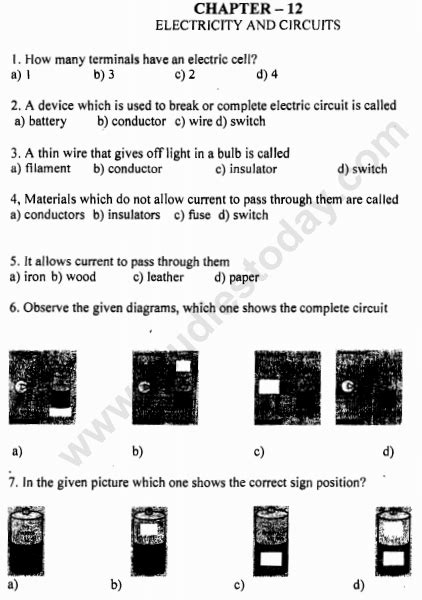Cbse Class 6 Science Electricity And Circuit Mcqs Set C Multiple Choice Questions For Science