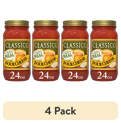 4 Pack Classico Four Cheese Spaghetti Pasta Sauce 24 Oz Jar
