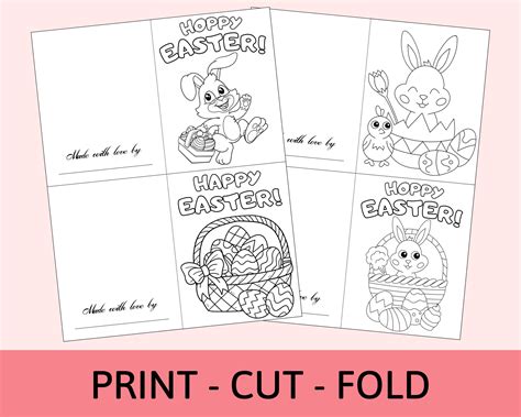 Easter Coloring Cards Printable Happy Easter Cards Diy Etsy
