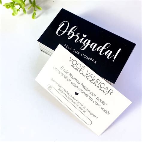 100un Ou 50un Cartão Agradecimento Para Cliente Obrigada Tamanho 5x9cm