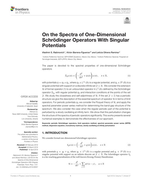 Pdf On The Spectra Of One Dimensional Schrödinger Operators With Singular Potentials