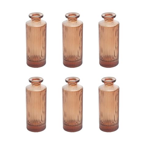 Mainstays 6 Pack Mini Amber Glass Tabletop Bud Vase Set 52 Tall