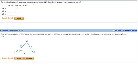Solved Solve Triangle ABC If An Answer Does Not Exist Chegg