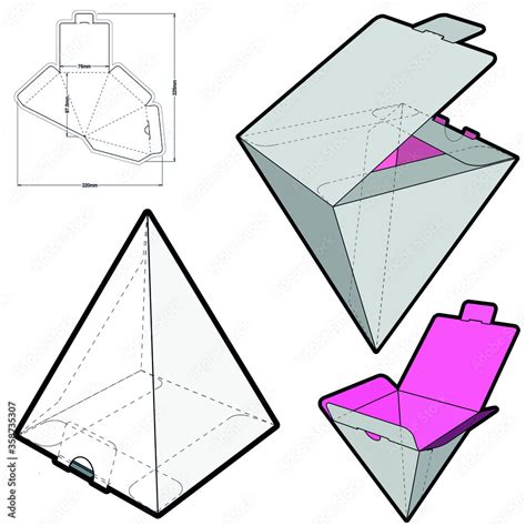 Triangular Self Assembly Packaging And Die Cut Pattern The Eps File Is Full Scale And Fully