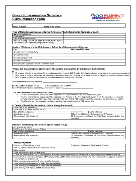 Superannuation Claim Form 3 Pdf Pension Life Annuity