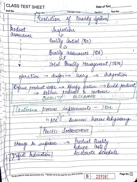 Cse320 Chapter 6 Notes Cse L Class Test Sheet Date Of Tes T Roll ~o • Testno