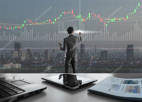 Businessman Drawing Chart Stock Marketing Concept Stock Photo