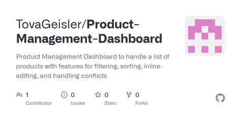 GitHub TovaGeisler Product Management Dashboard Product Management