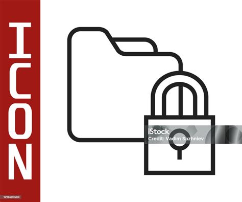 黑線文件和鎖定圖示隔離在白色背景上關閉資料夾和掛鎖安全安全保護理念向量向量圖形及更多一個物體圖片 一個物體 互聯網 保安 Istock