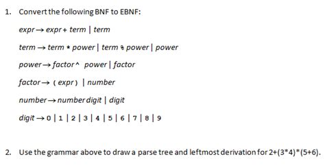 Solved Convert The Following Bnf To Ebnf Expr Expr Chegg