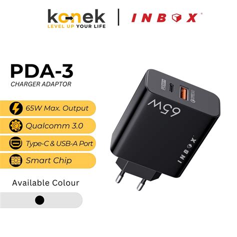 Inbox Pda 3 Charger Head 65w Usb Type C Port Qualcomm 3 0 Fast Charging