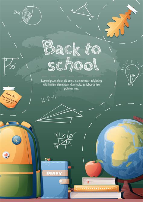 Back To School Poster With School Items And Elements Background With