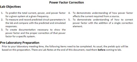 Solved Power Factor Correction Lab Objectives 1 To Predict