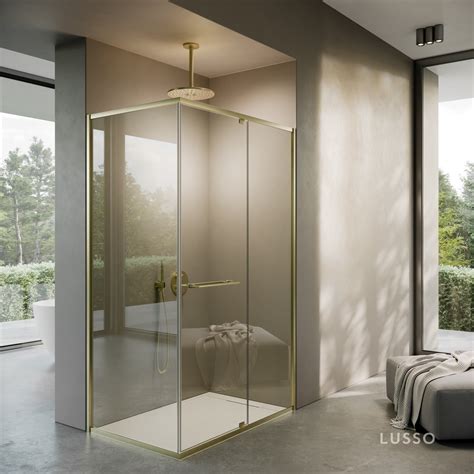 Portofino Brushed Gold Reversible Shower Enclosure Lusso