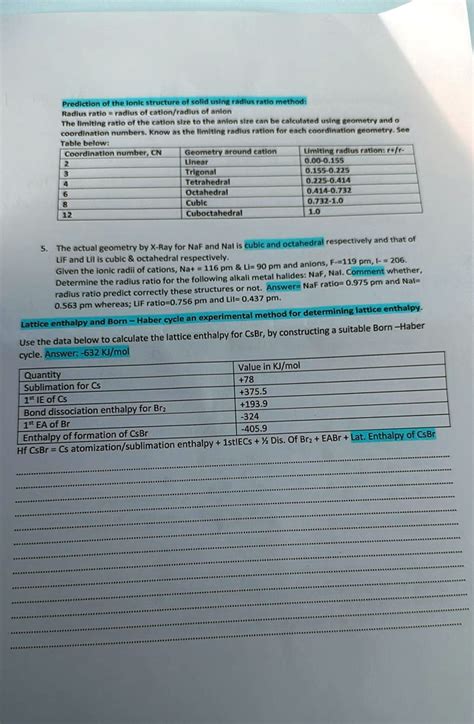 prediction of the ionic structure of solid using radius ratio method