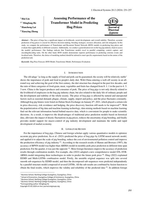 Pdf Assessing Performance Of The Transformer Model In Predicting Hog