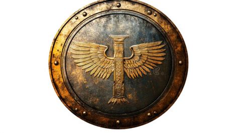 A Detailed And Artistic Representation Of A Warrior Shield Featuring An