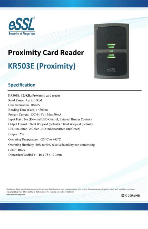 Essl Kr503e Card Reader At ₹ 2200 इअसअसल कार्ड रीडर In Chennai Id