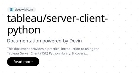 Getting Started Tableauserver Client Python Deepwiki
