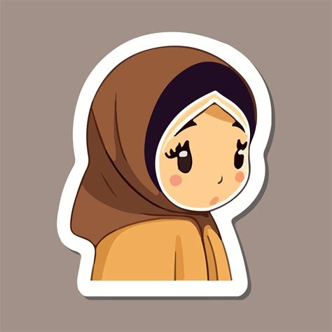 Cute Hijabi Girl Cartoon Style Vector Illustration 21553041 Vector Art