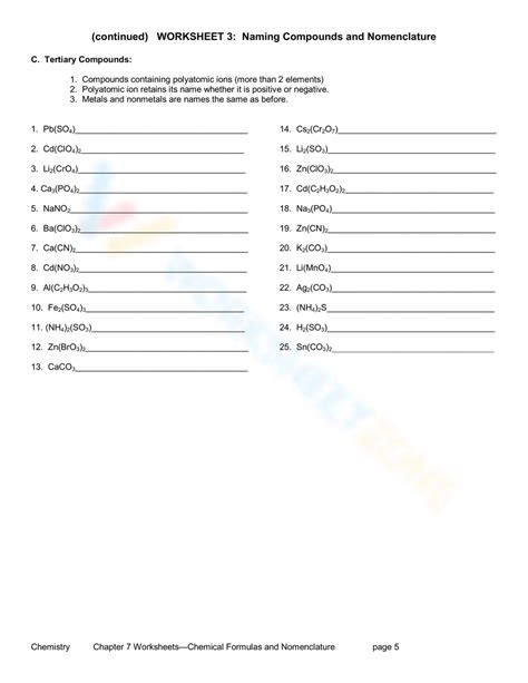Naming Compounds And Nomenclature Worksheet