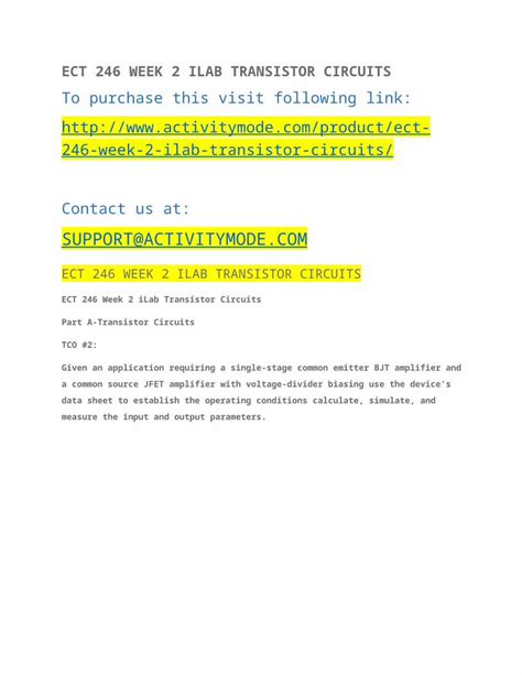 Docx Ect 246 Week 2 Ilab Transistor Circuits Dokumen Tips