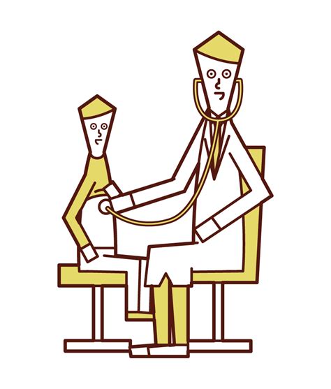 의사 남성 및 내과 검사의 그림 어린이를 검사하는 데 사용됩니다 무료 일러스트 소재집 Kukukeke