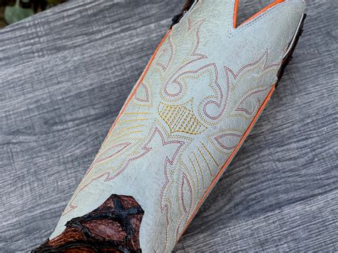 Mens Cognac Pirarucu Leather Boots With White Shaft Texas Boot Ranch