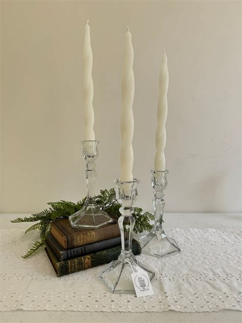 Vintage Candlestick Trio Hexagonal Base The Village Wick