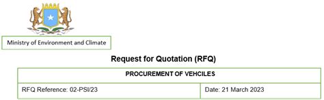 Request For Quotation For Procurement Of Vehicles Somali Jobs Somalijobs Somalia Jobs