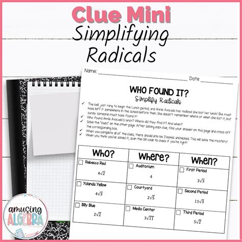 Simplifying Radicals Worksheet