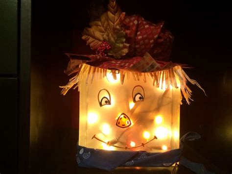 Scarecrow Glass Blocks With Fall Lights Crafts Glass Blocks Autumn