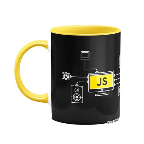 Caneca Dev JS JavaScript Dark B Yellow Fun Geek Store