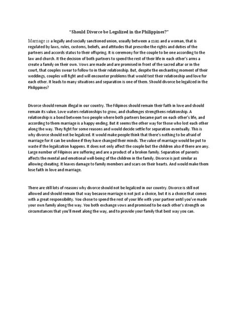 Argumentative Essay Divorce Pdf Divorce Marriage