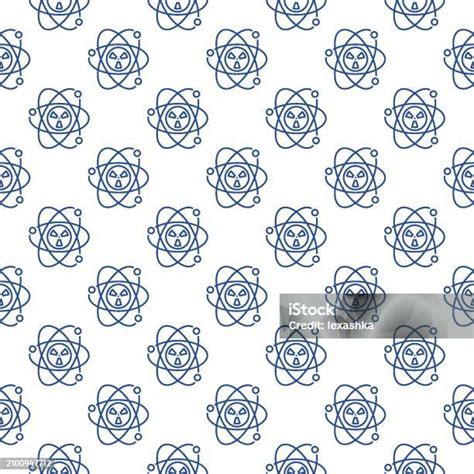 Atom With Radiation Vector Renewable Nuclear Energy Thin Line Seamless Pattern Stock ...