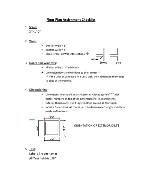 Floor Plan Assignment Checklist Pdf