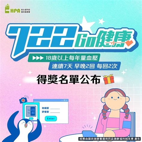 國民健康署 國民健康署關心您 722在家量血壓 722原則 🎊「