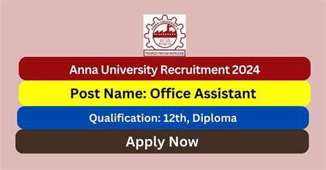 Anna University Recruitment 2024 Office Assistant Posts Apply Now