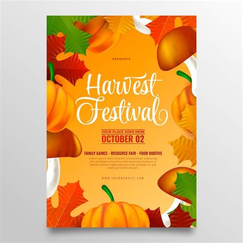 Free Vector Realistic Harvest Festival Vertical Poster Template